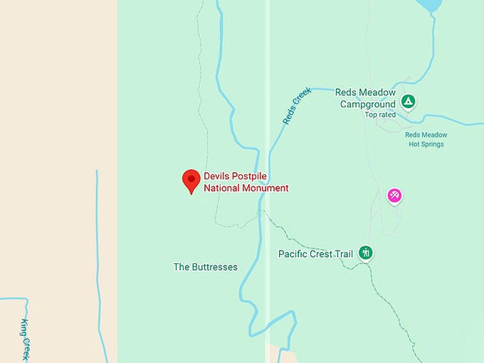 16. devils postpile national monument map