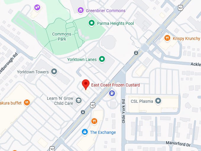 16. east coast frozen custard map