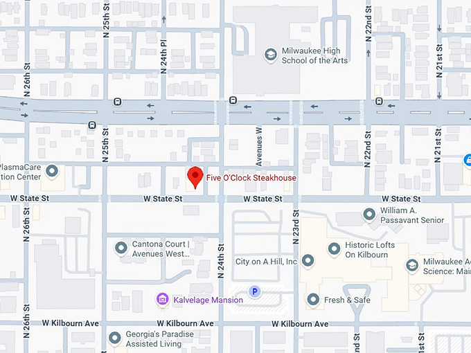 16. five o'clock steakhouse map