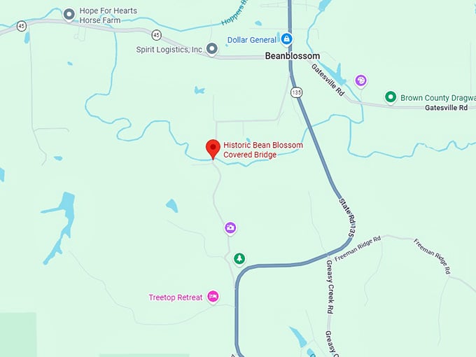 16. historic bean blossom covered bridge map