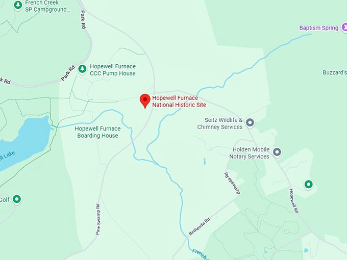 16. hopewell furnace national historic site map