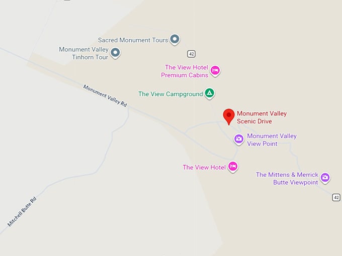 16. kayenta monument valley scenic road map