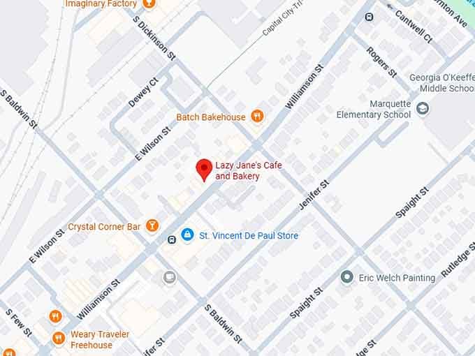 16. lazy jane's cafe and bakery map