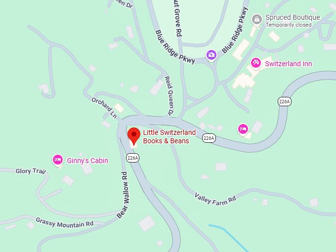 16. little switzerland books & beans map