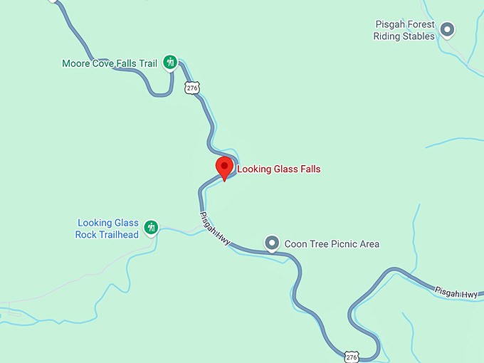 16. looking glass falls map