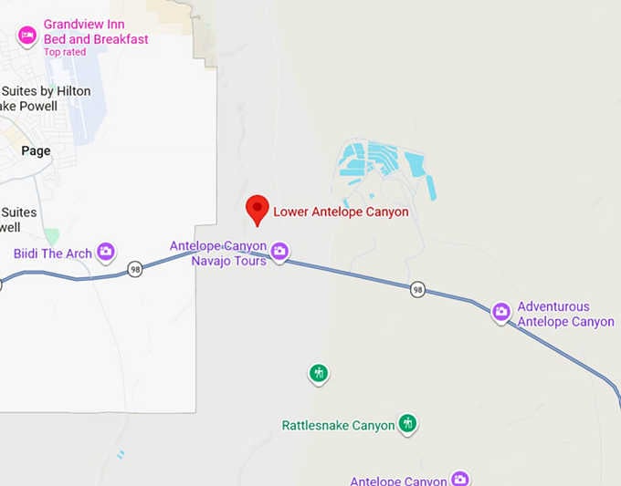 16. lower antelope canyon map