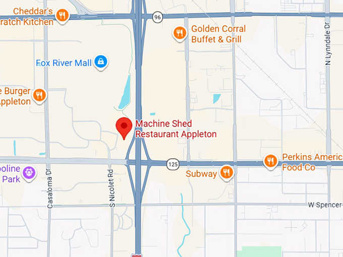 16. machine shed restaurant appleton map
