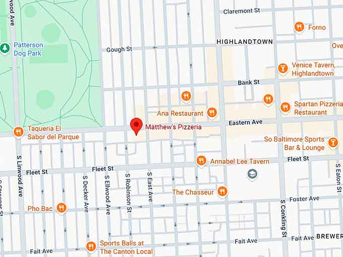 16. matthew's pizzeria map