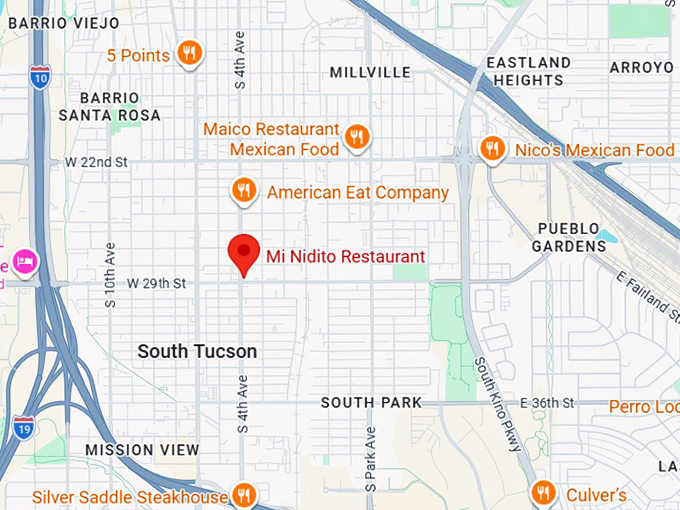 16. mi nidito restaurant map