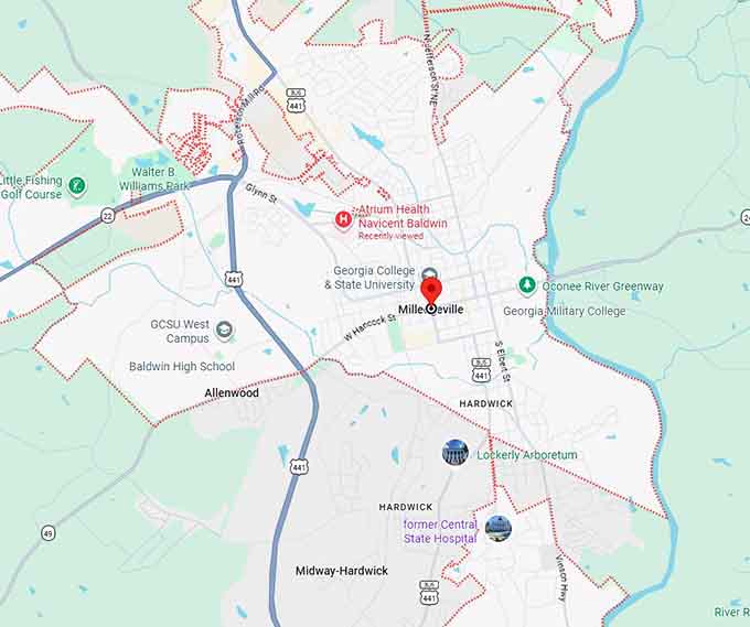 16. milledgeville, georgia map