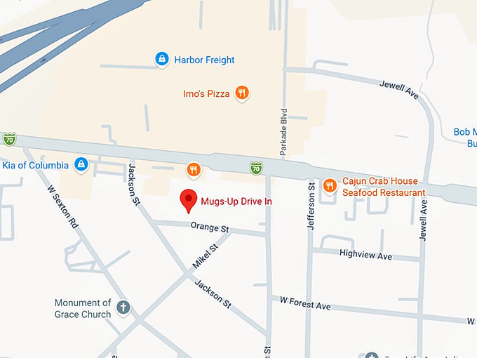 16. mugs up drive in map
