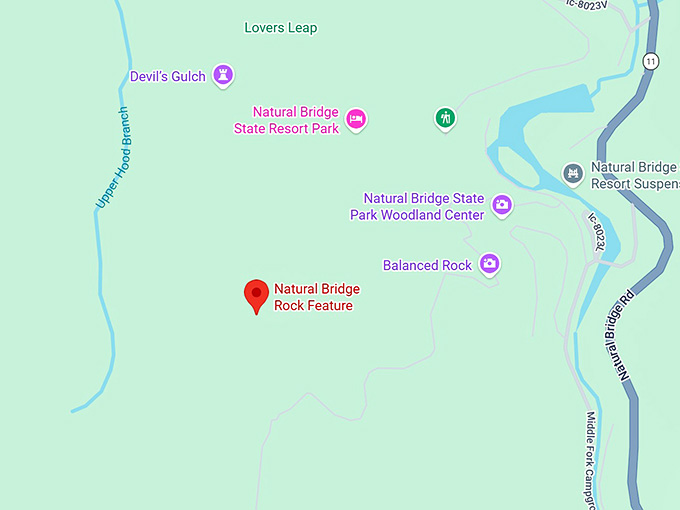 16. natural bridge rock feature map