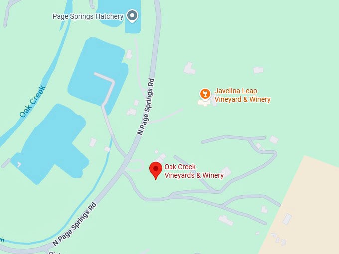 16. oak creek vineyards & winery map
