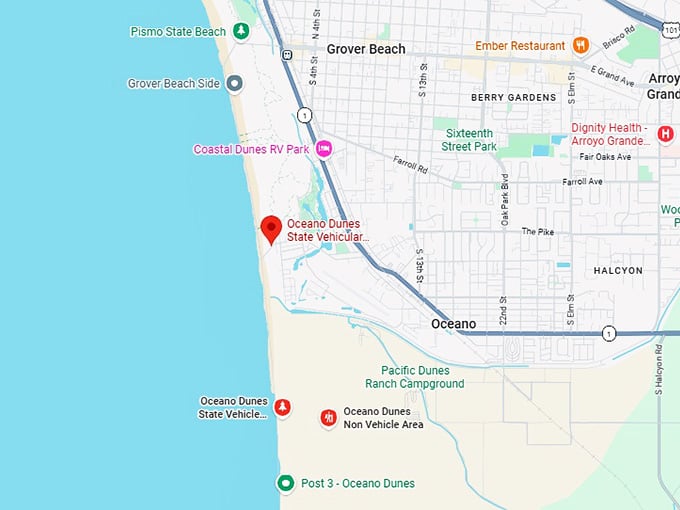 16. oceano dunes state vehicular recreation area map