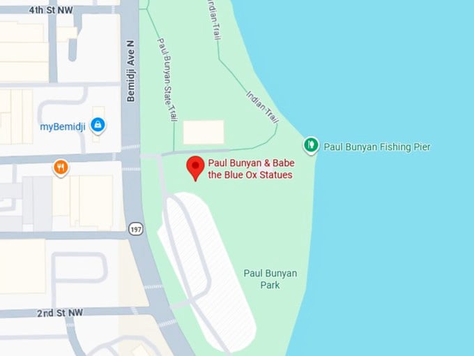 16. paul bunyan & babe the blue ox statues map