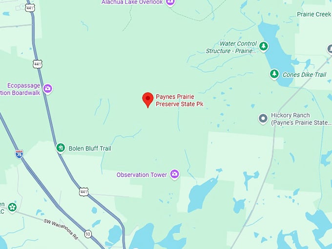 16. paynes prairie preserve state park map