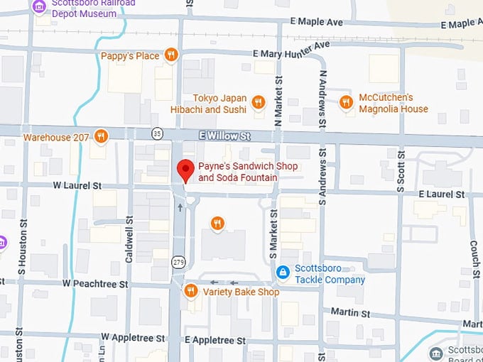 16. payne's sandwich shop and soda fountain map