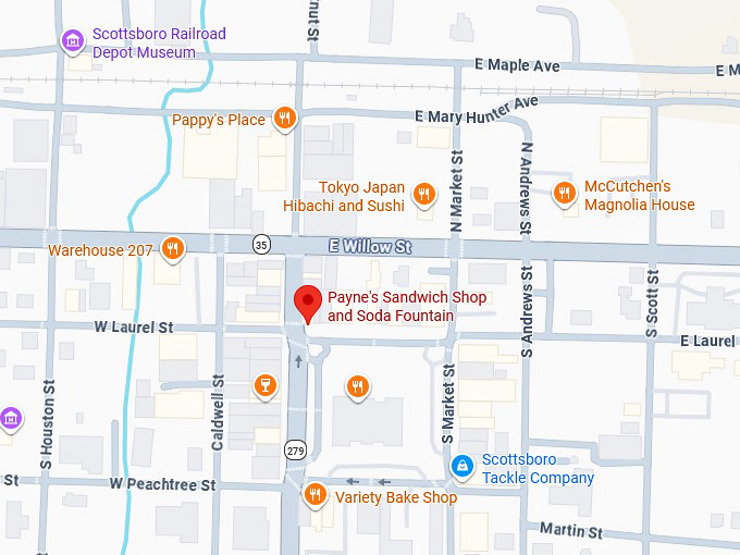 16. payne's sandwich shop and soda fountain map
