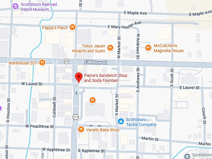 16. payne's sandwich shop and soda fountain map