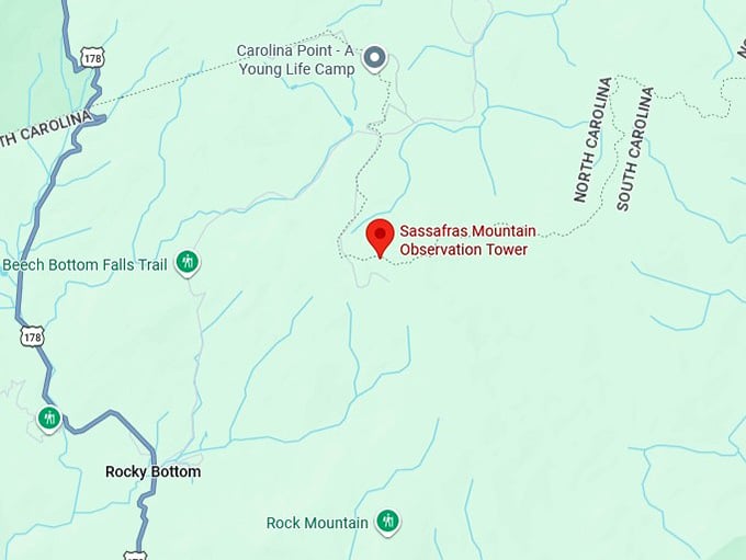 16. sassafras mountain observation tower map