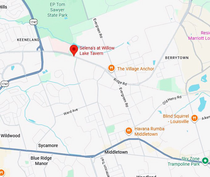 16. selena's at willow lake tavern map