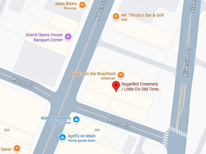 16. sugarbot creamery little o's old time soda fountain's map