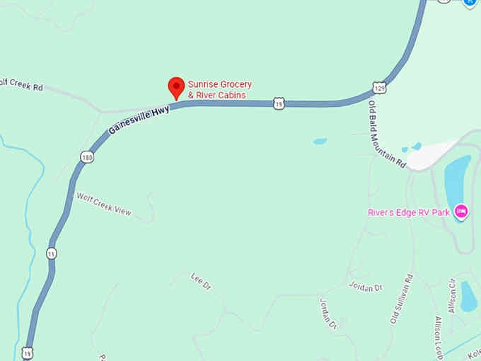 16. sunrise grocery & river cabins map