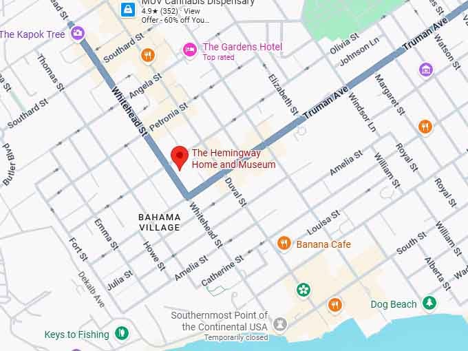 16. the hemingway home and museum map
