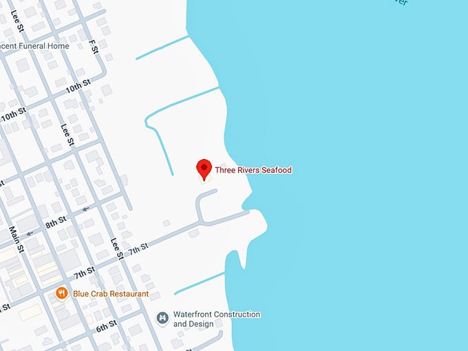 16. three rivers seafood map