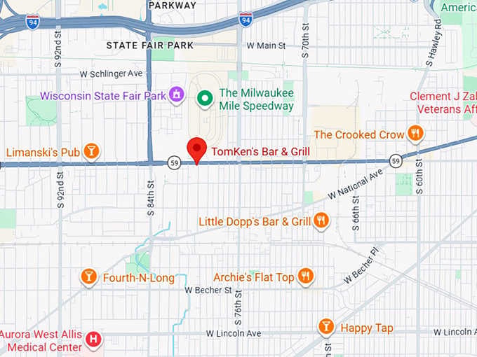 16. tomken's bar & grill map