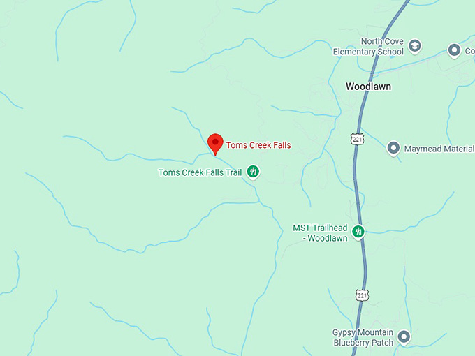 16. toms creek falls map
