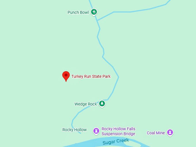 16. turkey run state park map