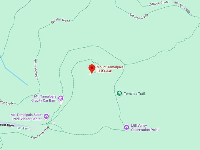 16. verna dunshee trail and plank trail at mount tam east peak map