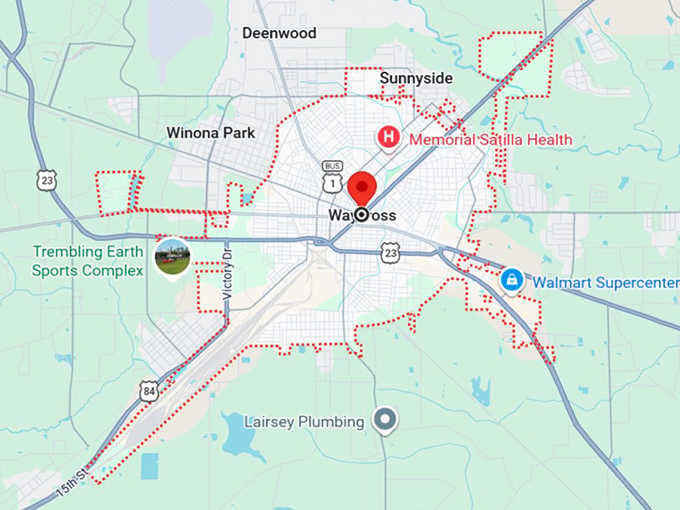 16. waycross, ga map