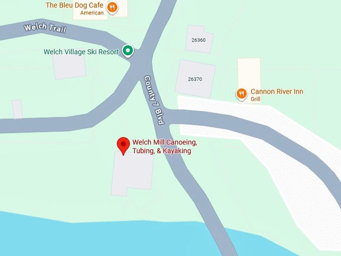 16. welch mill canoeing, tubing, & kayaking map