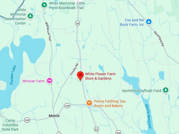16. white flower farm store & gardens map