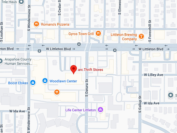 16. arc thrift stores (1400 w littleton blvd) map