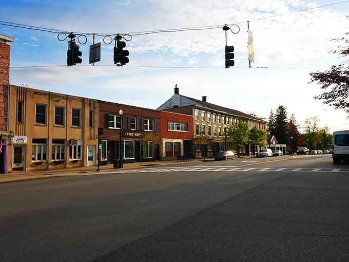 Wide streets and colorful storefronts create a downtown that looks like it stepped out of a classic movie.