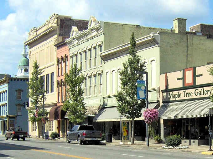 Picture-perfect storefronts line up like a Norman Rockwell painting come to life on this sunny afternoon.