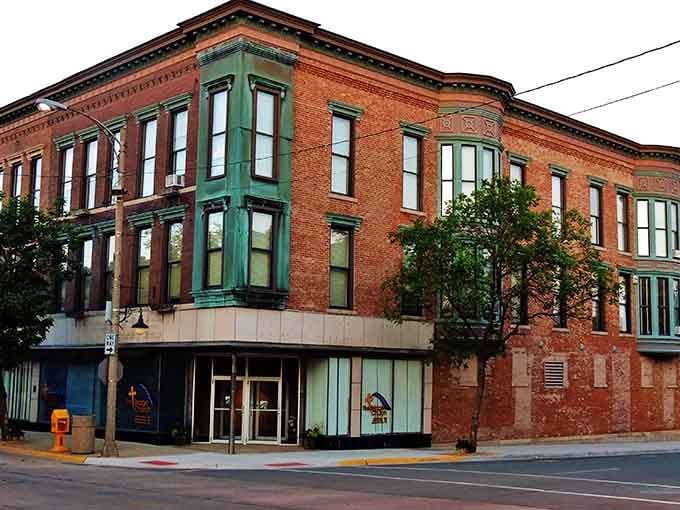 That gorgeous green copper trim tells you Freeport's downtown has been turning heads for well over a century.