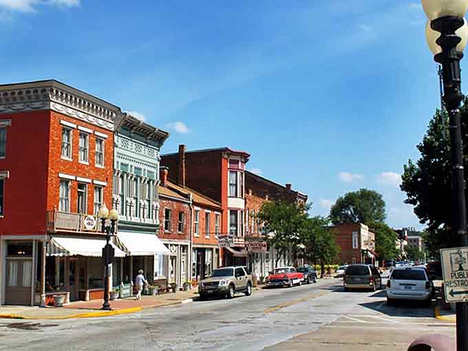 These colorful storefronts look like they jumped straight out of a Mark Twain novel and landed perfectly.