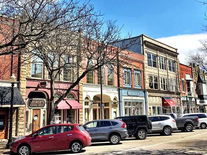 Downtown Holland's colorful storefronts line up like a Dutch postcard, inviting you to stroll and explore every charming corner.