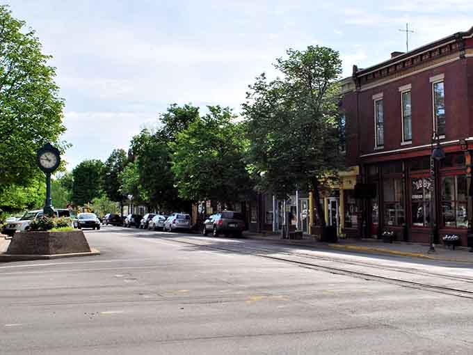 Tree-lined streets and historic storefronts create a Main Street that looks like it stepped out of a Norman Rockwell painting.