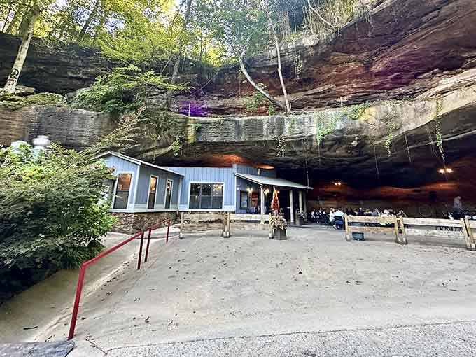 Nature's own dining room features a massive stone ceiling that's been hanging around for thousands of years.