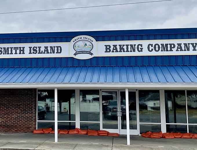 That bright blue roof signals legendary layer cakes ahead&mdash;Smith Island's treasure now accessible on the mainland.