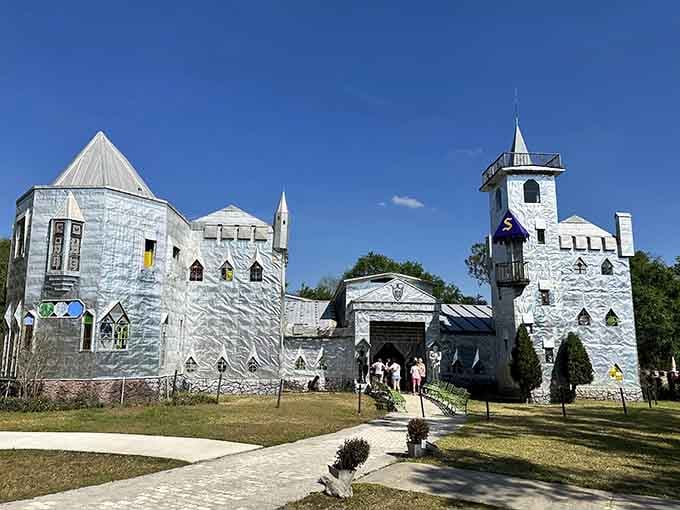 This shimmering silver castle rises from the Florida countryside like something from a medieval fever dream.