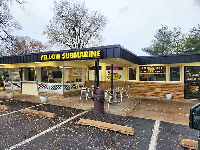 That yellow signage isn't whispering, it's singing "Here Comes the Sun" at full volume to hungry passersby.