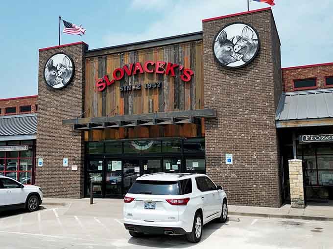 That distinctive facade with its rustic wood paneling announces you've arrived at Czech pastry paradise along I-35.