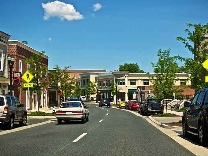 Tree-lined streets and charming storefronts make downtown Bel Air look like a postcard come to life.