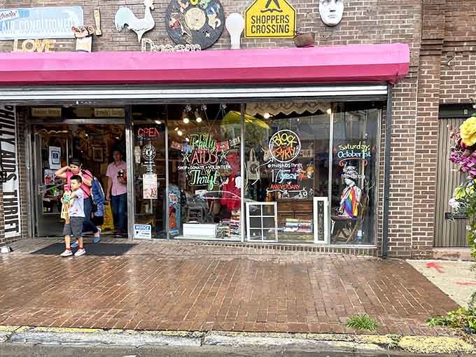 That bright pink awning beckons like a beacon of bargain-hunting hope on a sunny Philadelphia afternoon.